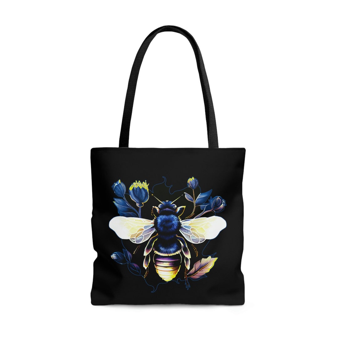 Honey Bee Art Deco Tote Bag Indigo and Gold Honey Bee Gift Tote Bag ...
