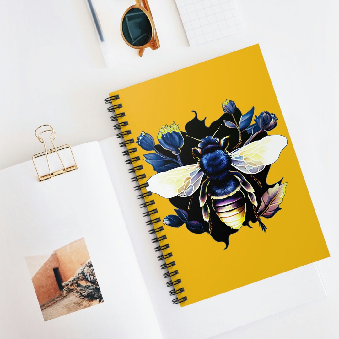 Honey Bee Art Deco Notebook Design Indigo and Gold Honebee Gift Journal ...