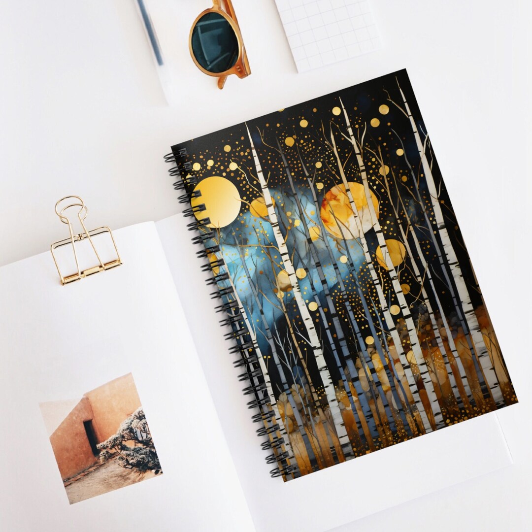 Magical Fall Forest Journal Fantasy Art Deco Golden Orbs Autumn Trees ...