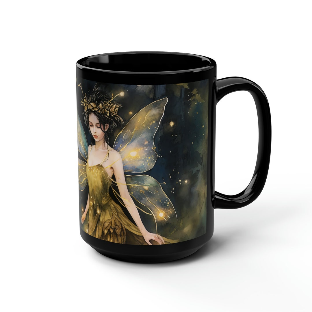 Fantasy Fairy Mug Gift Dark Academia Vintage Fae 15oz Black Mug Gift ...