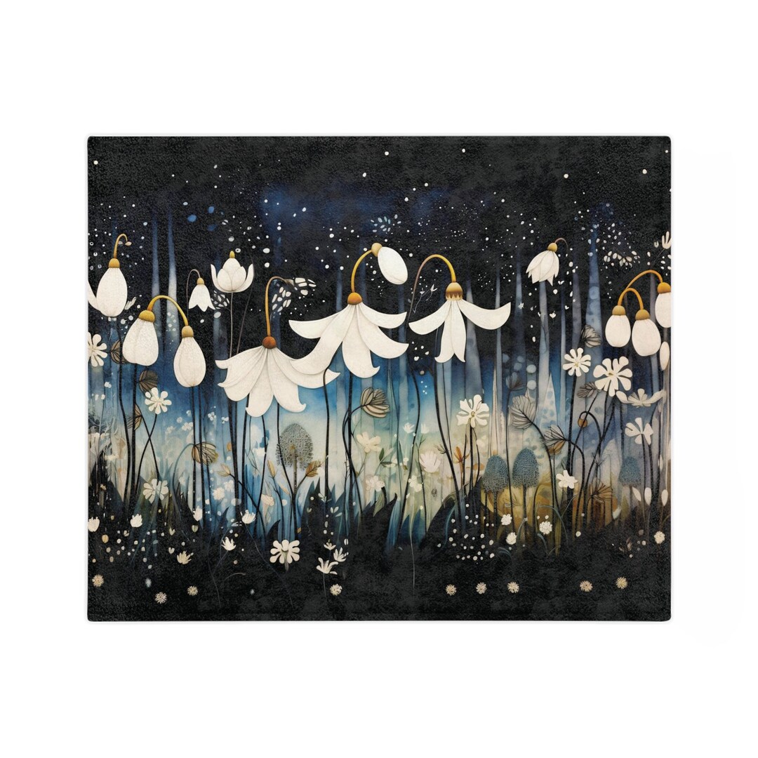 Whimsical Snowdrop Throw Blanket Home Decor Gift January Birth Flower ...