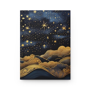 Whimsical Art Deco Night Sky Journal Gift for Her Hard Cover Dream ...