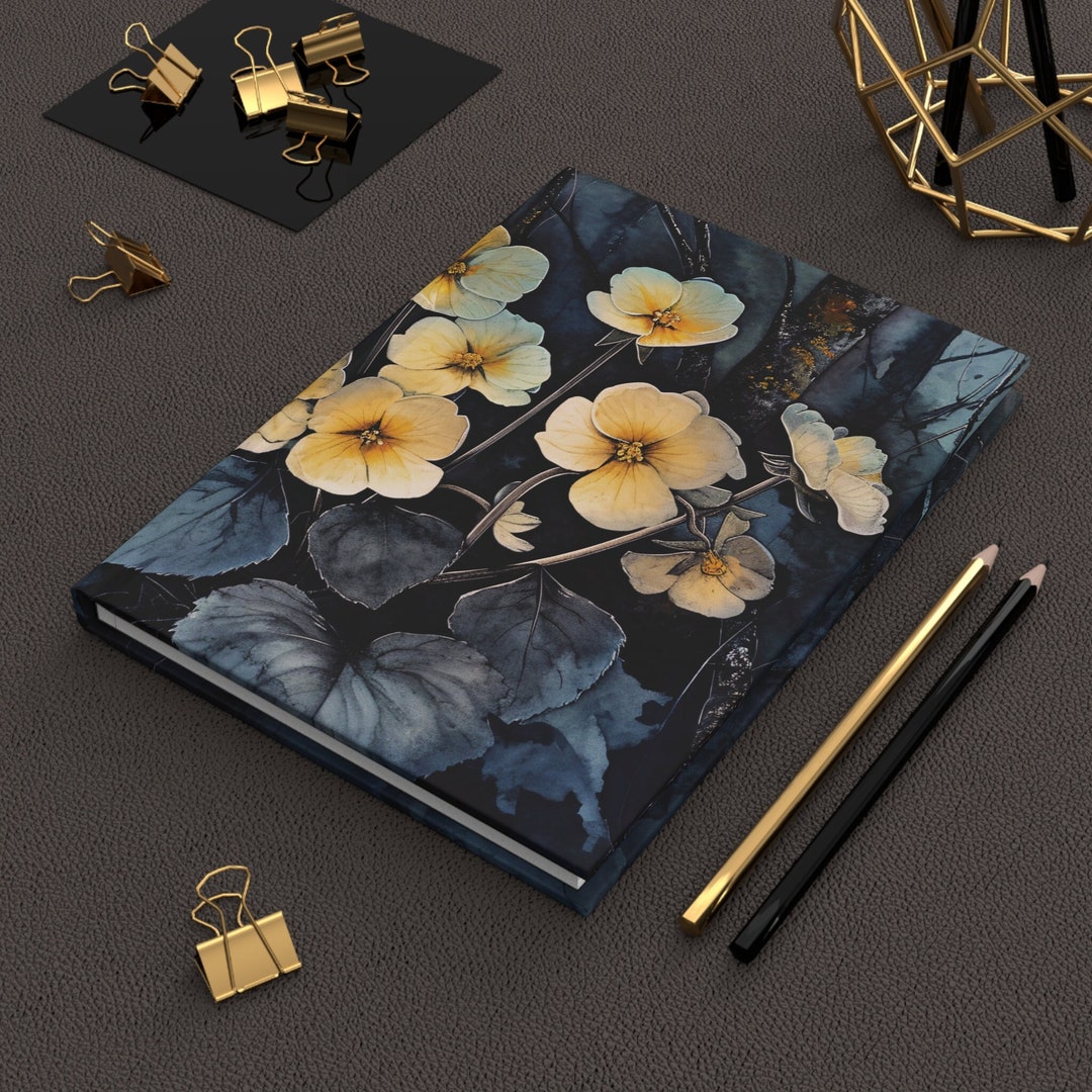Primrose Birth Flower Hardcover Journal Gift for Her Dark Floral Dream ...