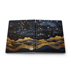Whimsical Art Deco Night Sky Soft Cover Journal Gift for Her Dream Diary Celestial Starry Night ...