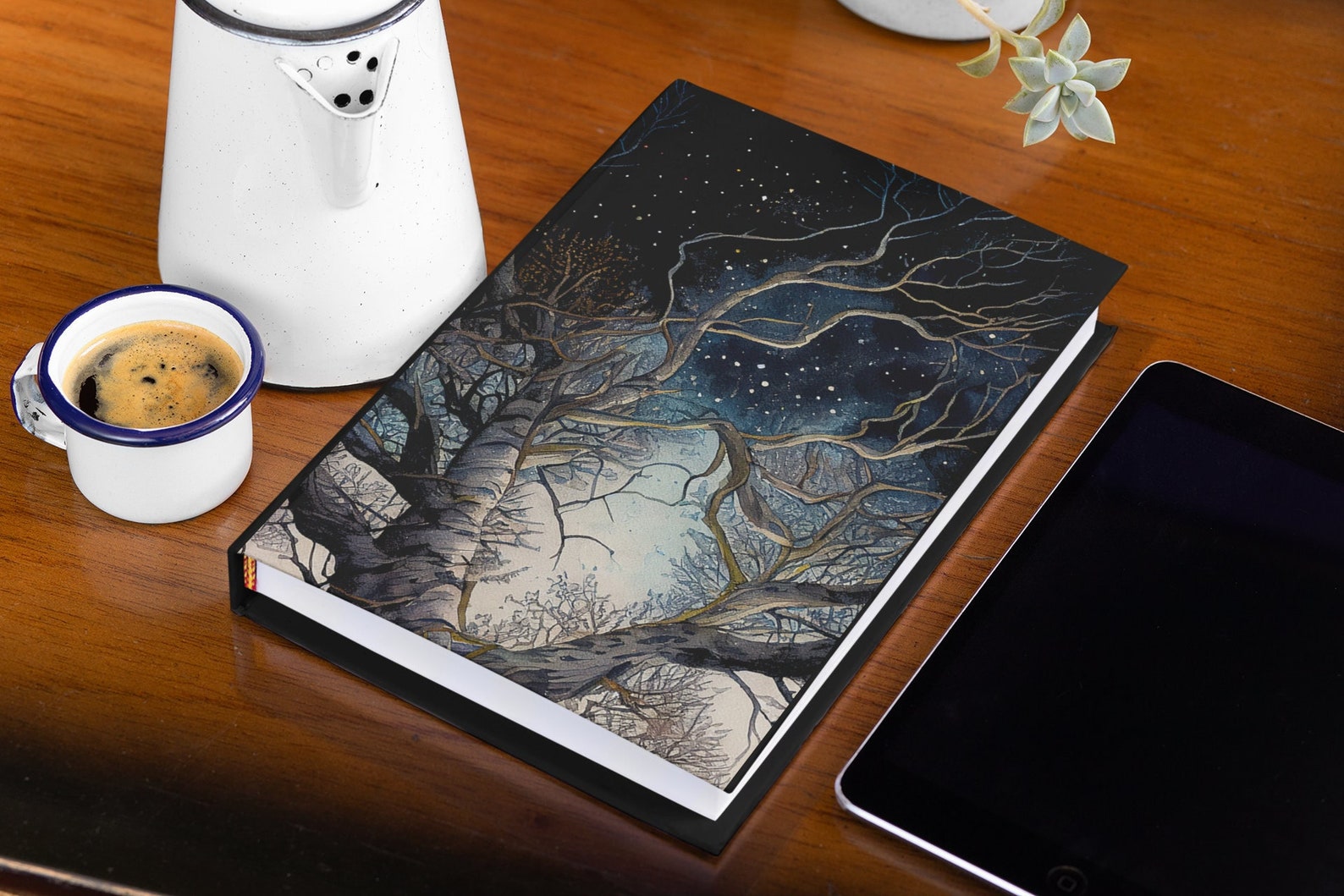 Dark Forest Tree Night Sky Journal Woodlands Birch Starry - Etsy