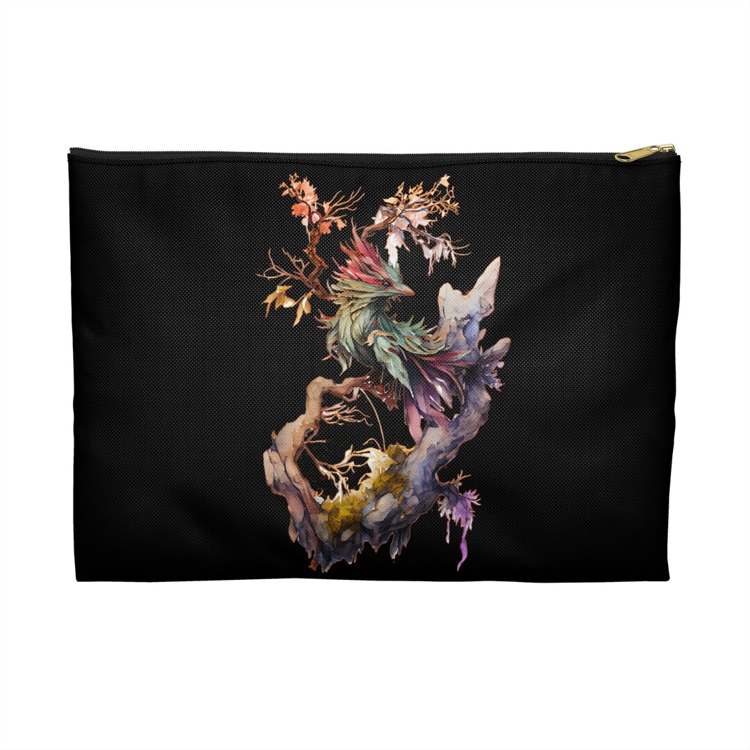 Fantasy Mountain Creature Accessory Pouch Watercolor Magical Flying ...