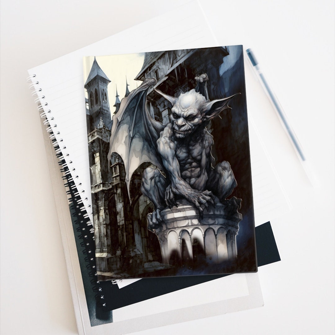 Gargoyle Hard Cover Lined Journal Gift for Halloween Gothic Samhain ...