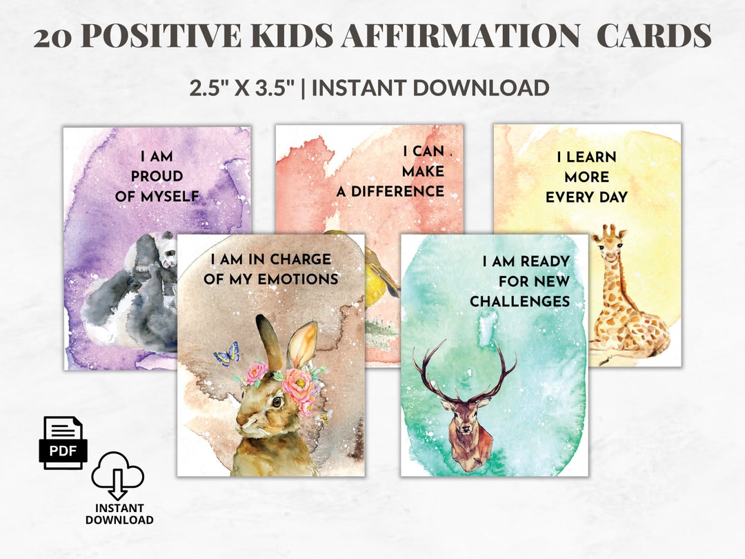 Positive Affirmation Cards for Kids, Happy Quotes, Instant Download ...