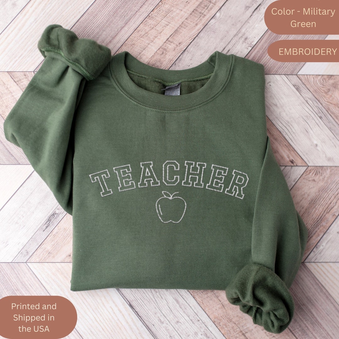 Embroidered Teacher Sweatshirt, Embroidered Teacher Sweater, Teacher ...