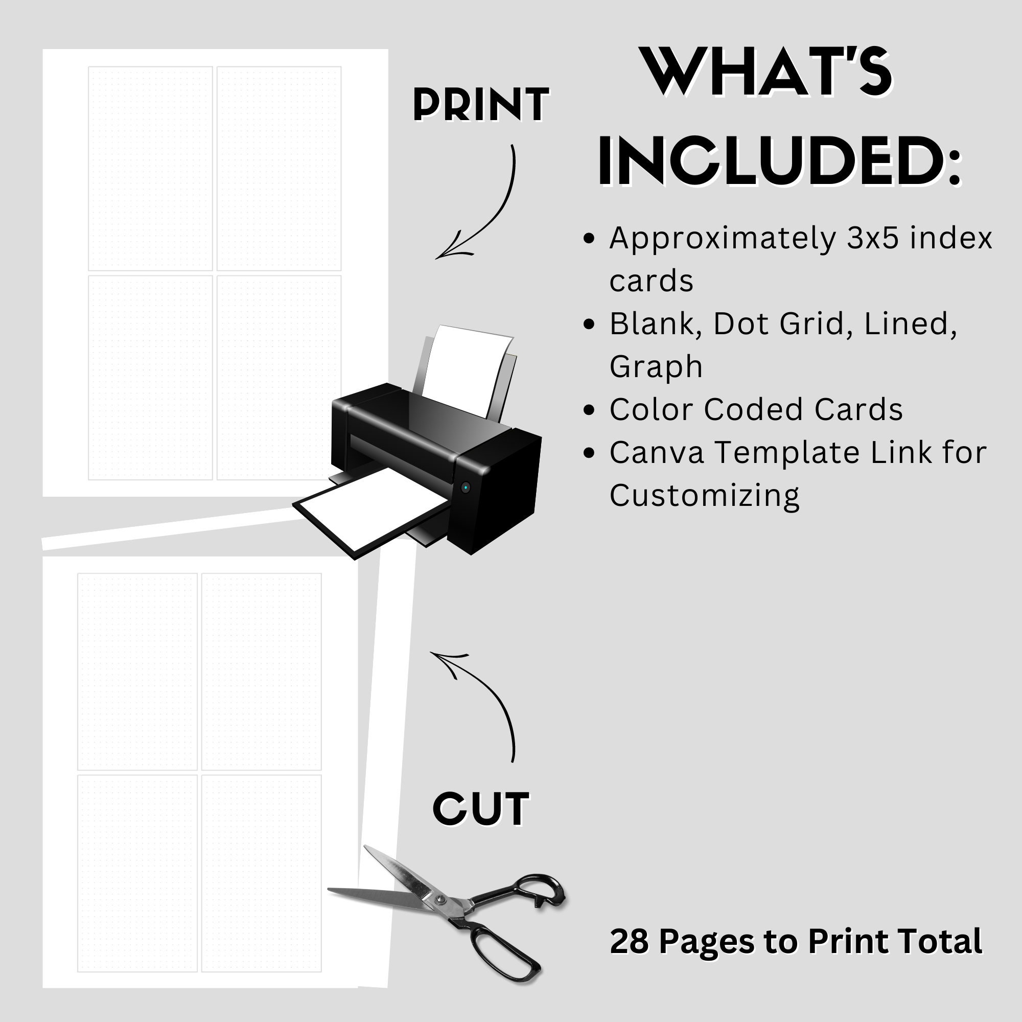 3x5 Blank Space Cards Index Cards 3x5 in Blank, Dot Grid, Lined, and ...