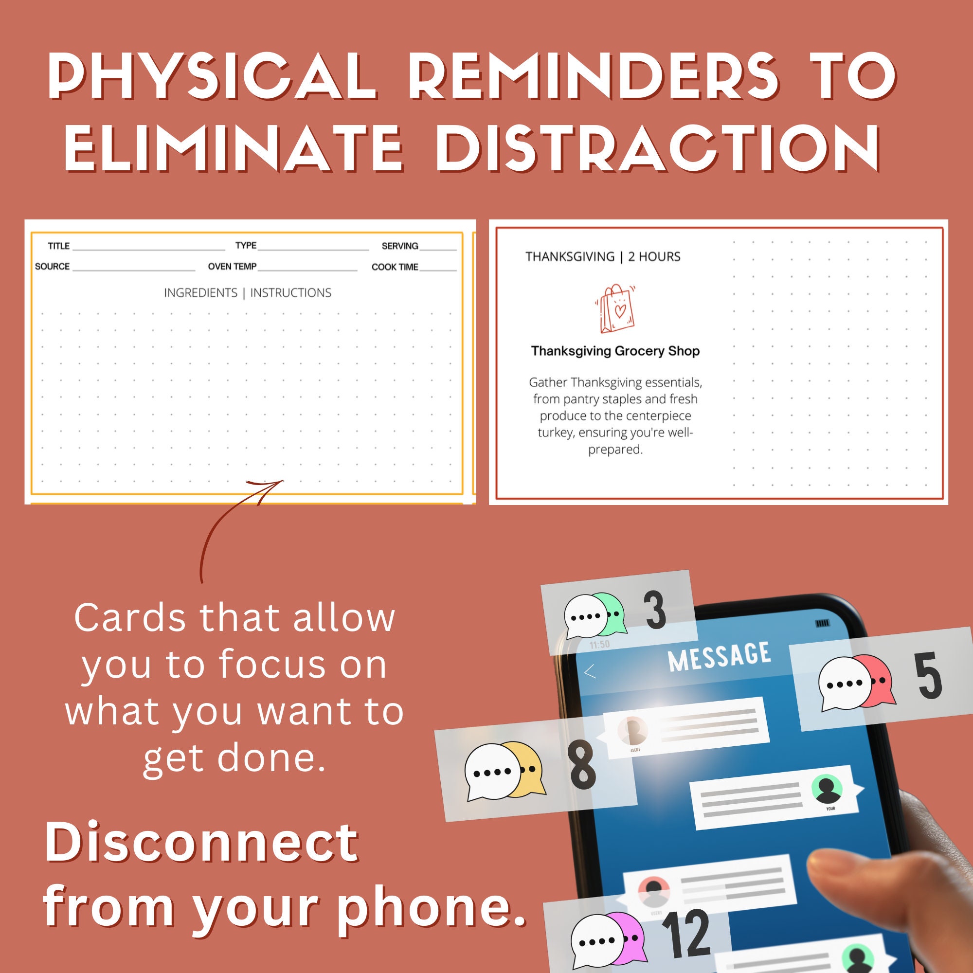 3x5 Thanksgiving Planning Cards - Index Card Printable - Task Cards for ...