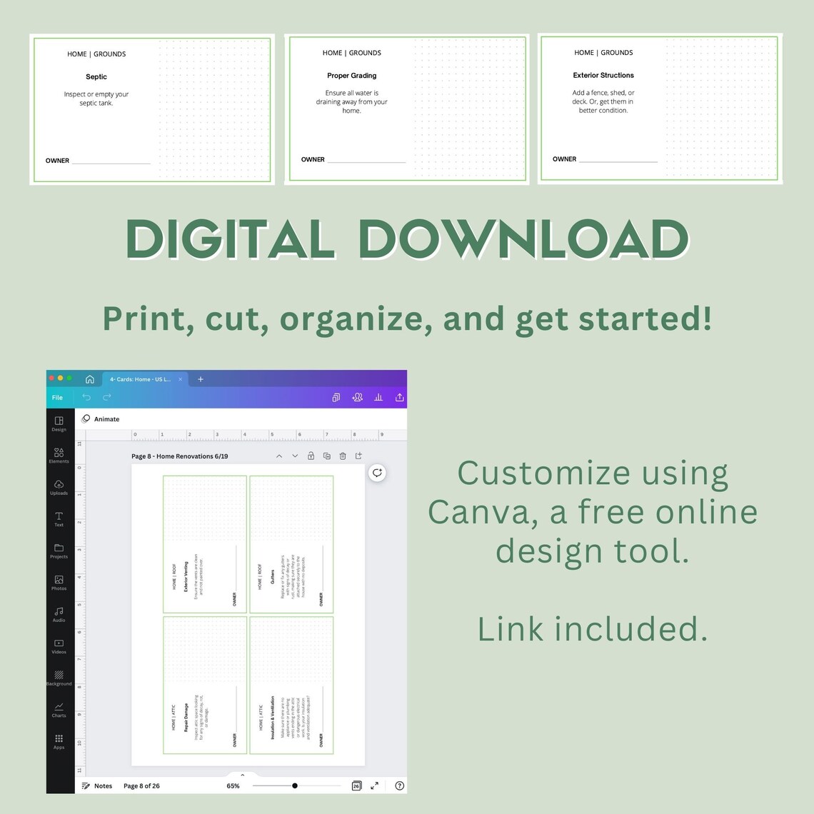 3x5 Home Renovation Task Cards, Home Maintenance Planning, Index Card ...