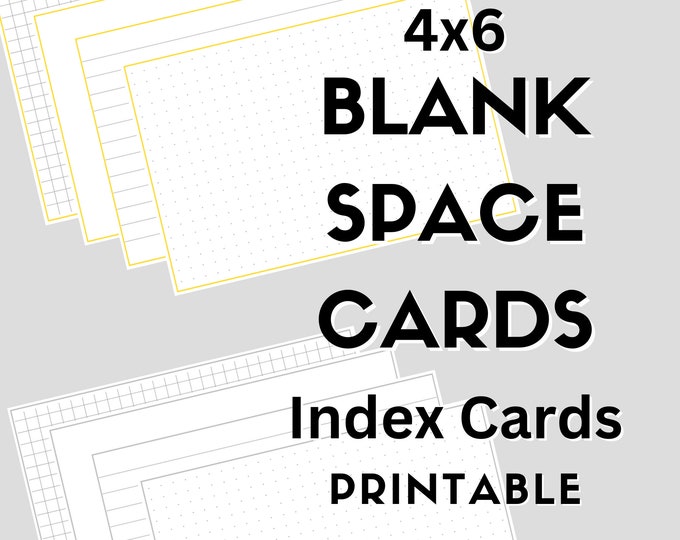 4x6 Index Cards: Blank, Dot Grid, Lined, Graphed (canva Template, PDF ...
