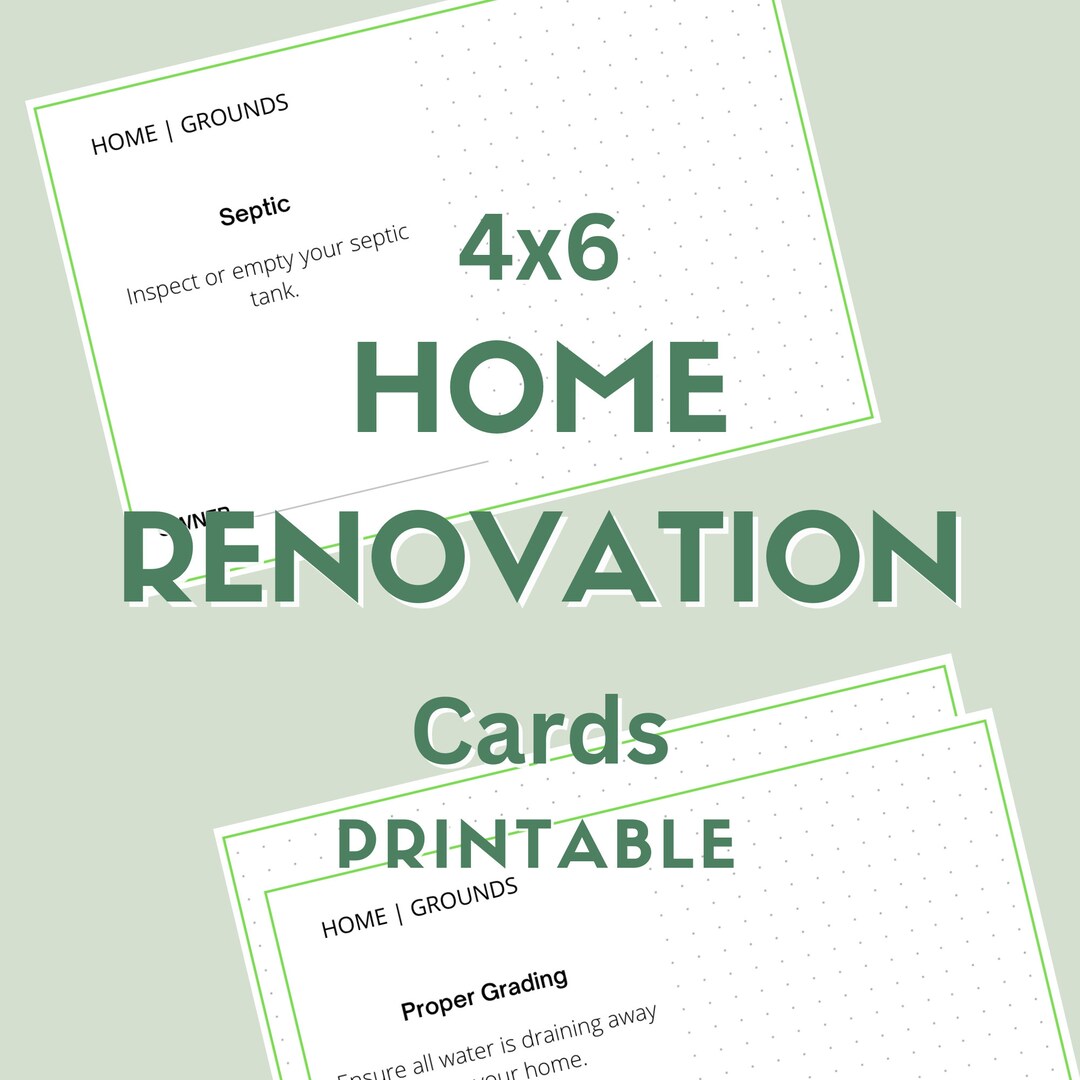 4x6 Home Renovation Task Cards, Home Maintenance Planning, Index Card ...