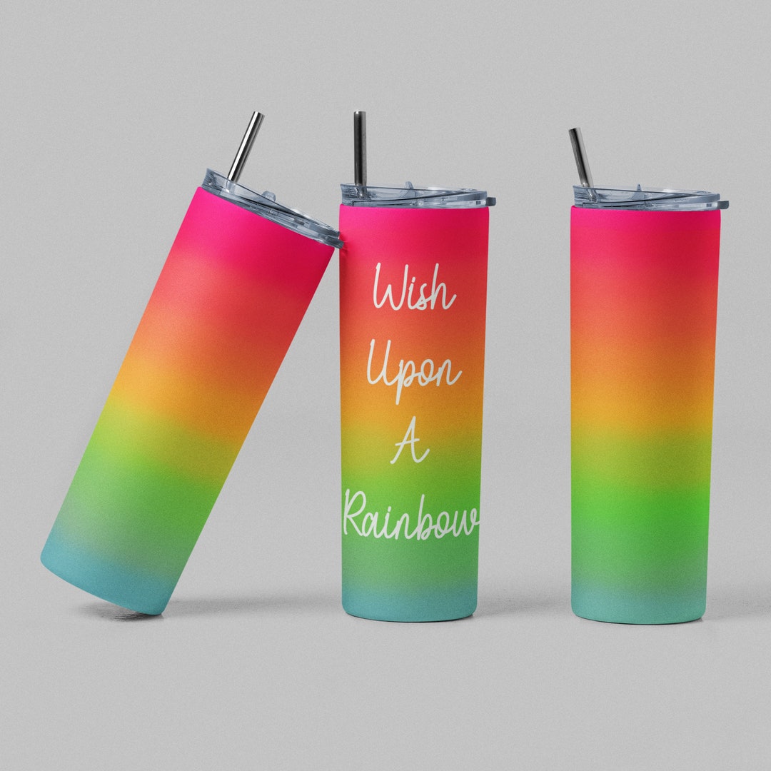20 Oz Skinny Tumbler Wrap PNG Wish Upon a Rainbow Sublimation - Etsy