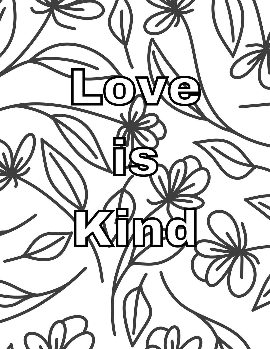Love is Kind Coloring Page - Etsy