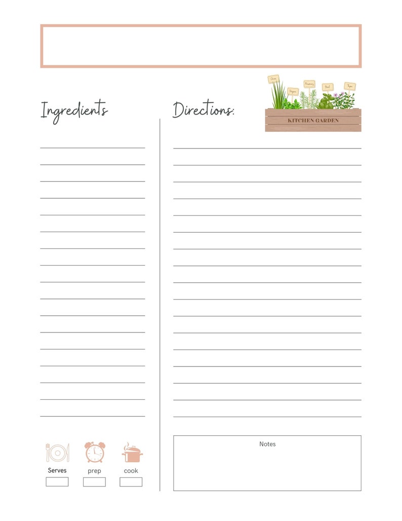 Blank Recipe Cards PDF Printables 5 Designs Included - Etsy