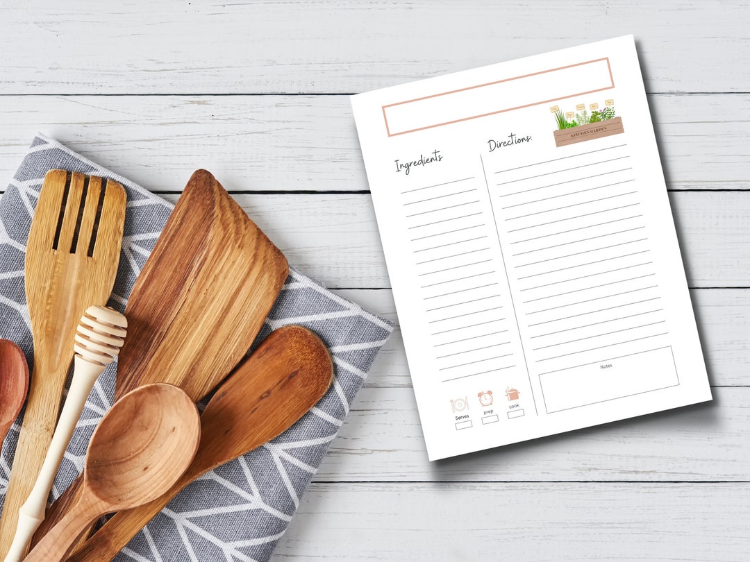 Blank Recipe Cards - PDF Printables - 5 Designs Included - DIGITAL ...