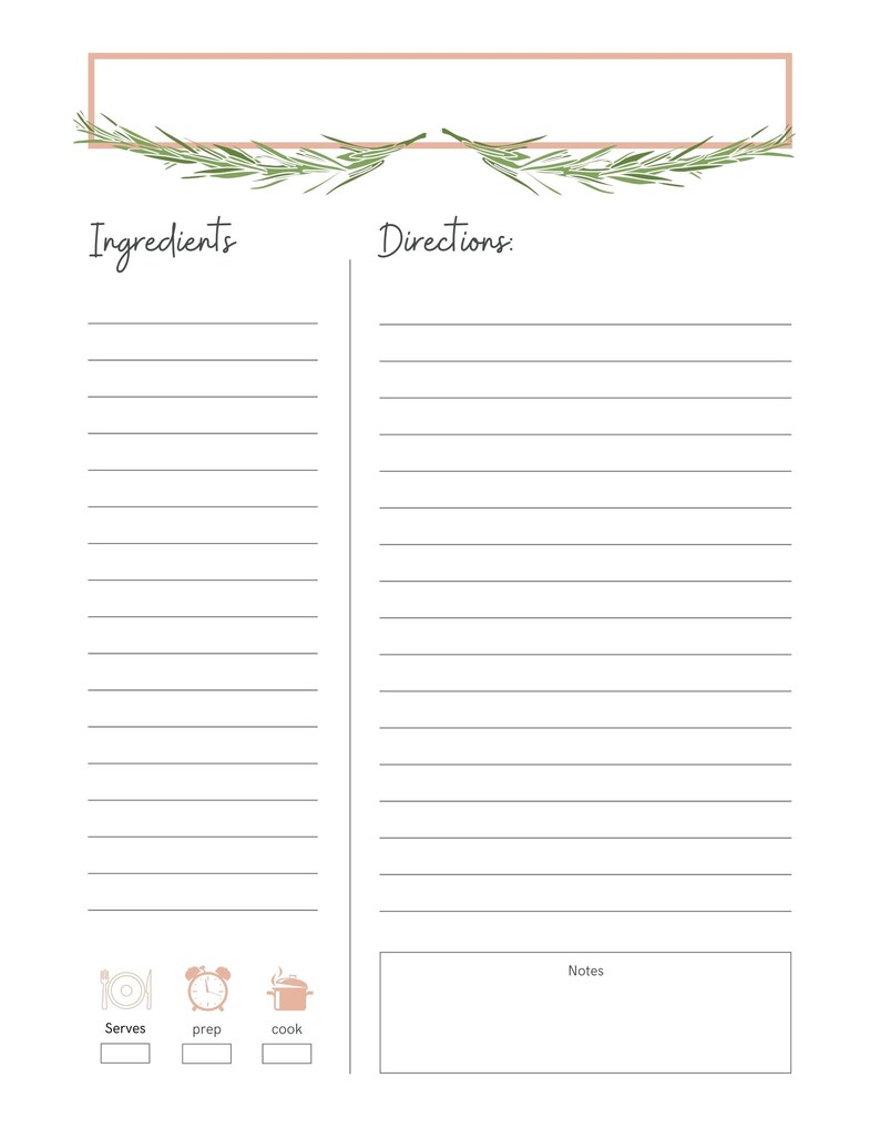 Blank Recipe Cards - PDF Printables - 5 Designs Included - DIGITAL ...