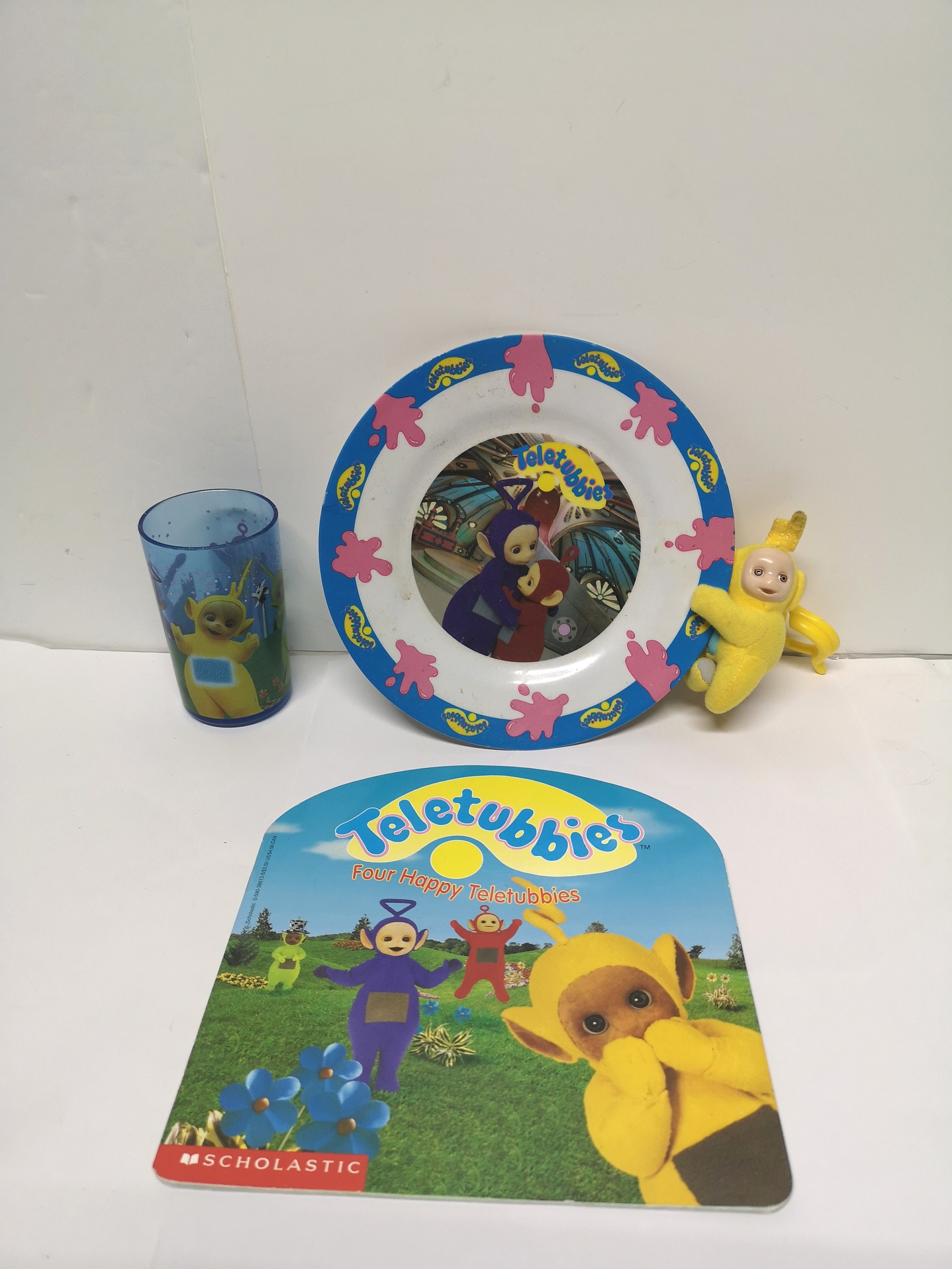Vintage Teletubbies Plastic Children's Cup 4 and Plate 8 Book and A Hug ...