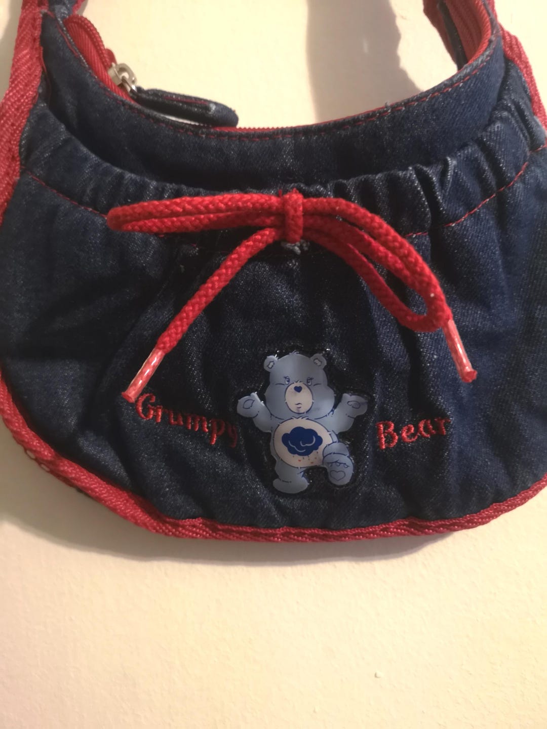 Vintage RARE 2005 Grumpy Carebears Purse Like A Jean Material 9" X 5 1/ ...