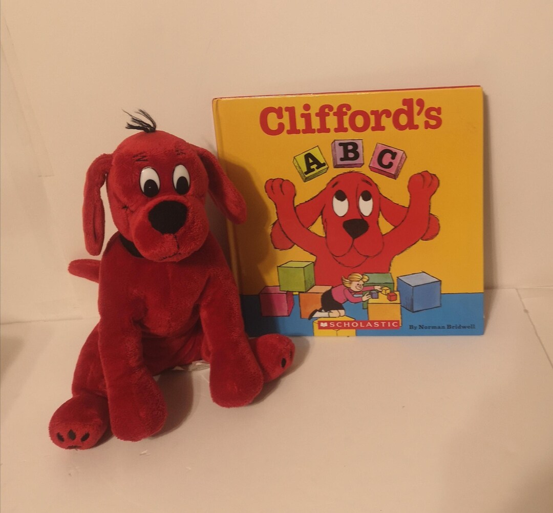 Vintage Clifford the Big Red Dog Plush 11 Inches and Hard Covered Book ...