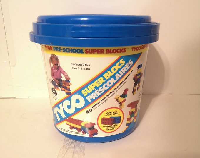 Vintage Tyco Super Blocks 45 Piece Bucket 1986 - Etsy