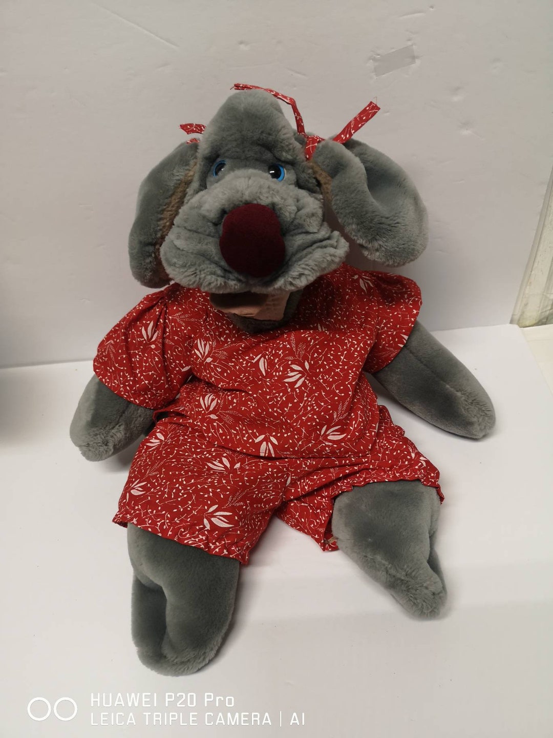 Vintage 1980s Ganz Wrinkle Dog Puppet Plush 17 Red and White Outfit and ...