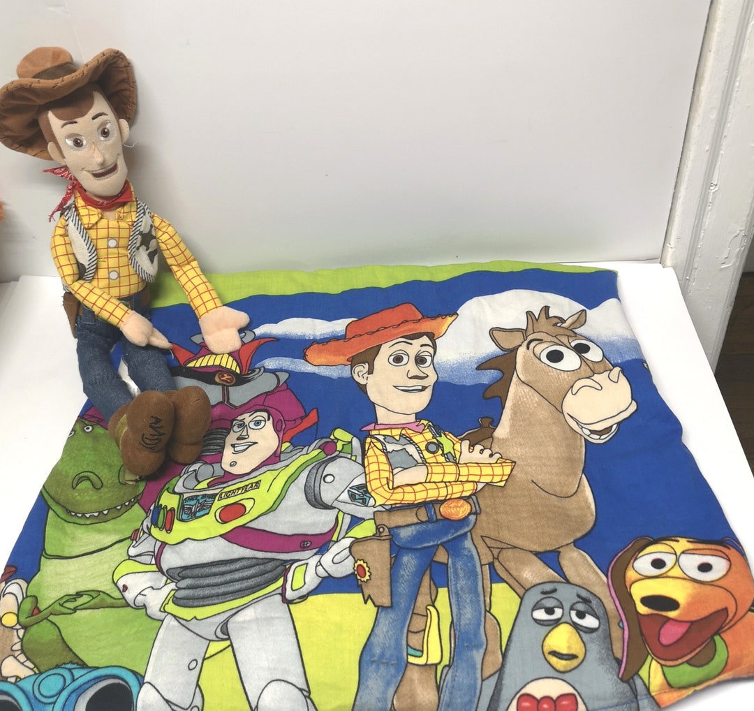 Vintage Vibrant Toy Story Twin Flat Sheet and Woody Plush 19 - Etsy