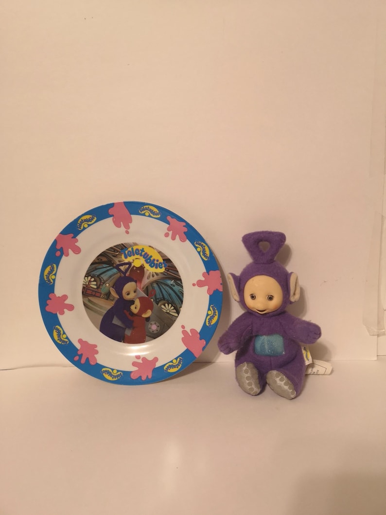Vintage Teletubbies Kids Plastic Plate " and Purple Teletubbies Plush 7 ...