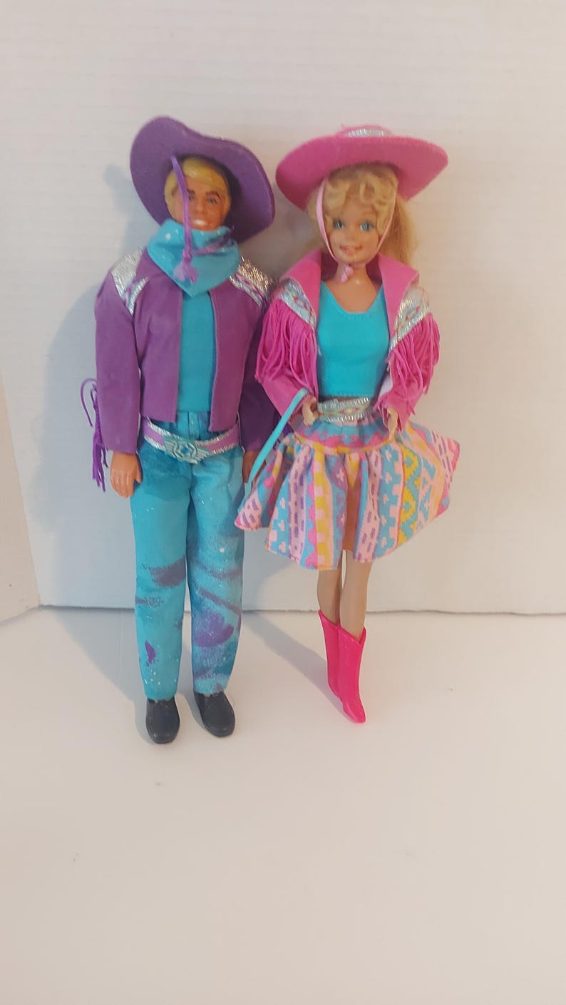 Vintage 1980s Cowboy Ken and Cowgirl Barbie in Original Outfits - Etsy