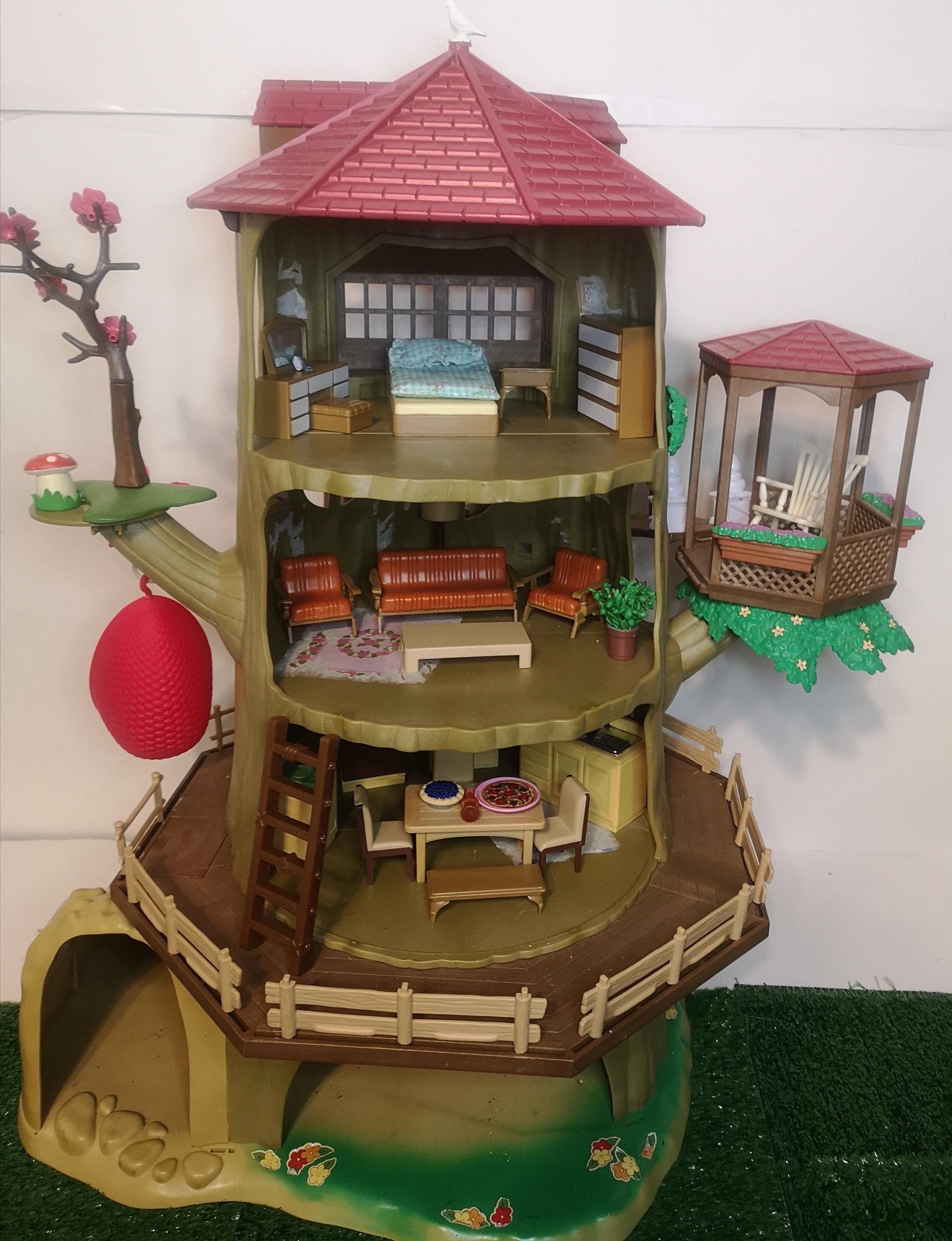 Vintage RARE Calico Critter Old Oak Hollow Treehouse With Furniture ...