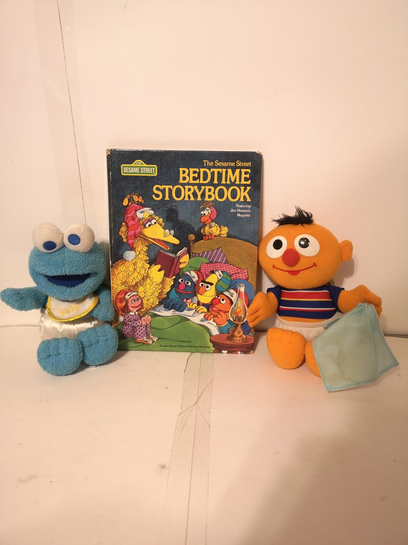 Vintage Baby Cookie Monster and Baby Ernie W/ Sesame Street Bedtime ...