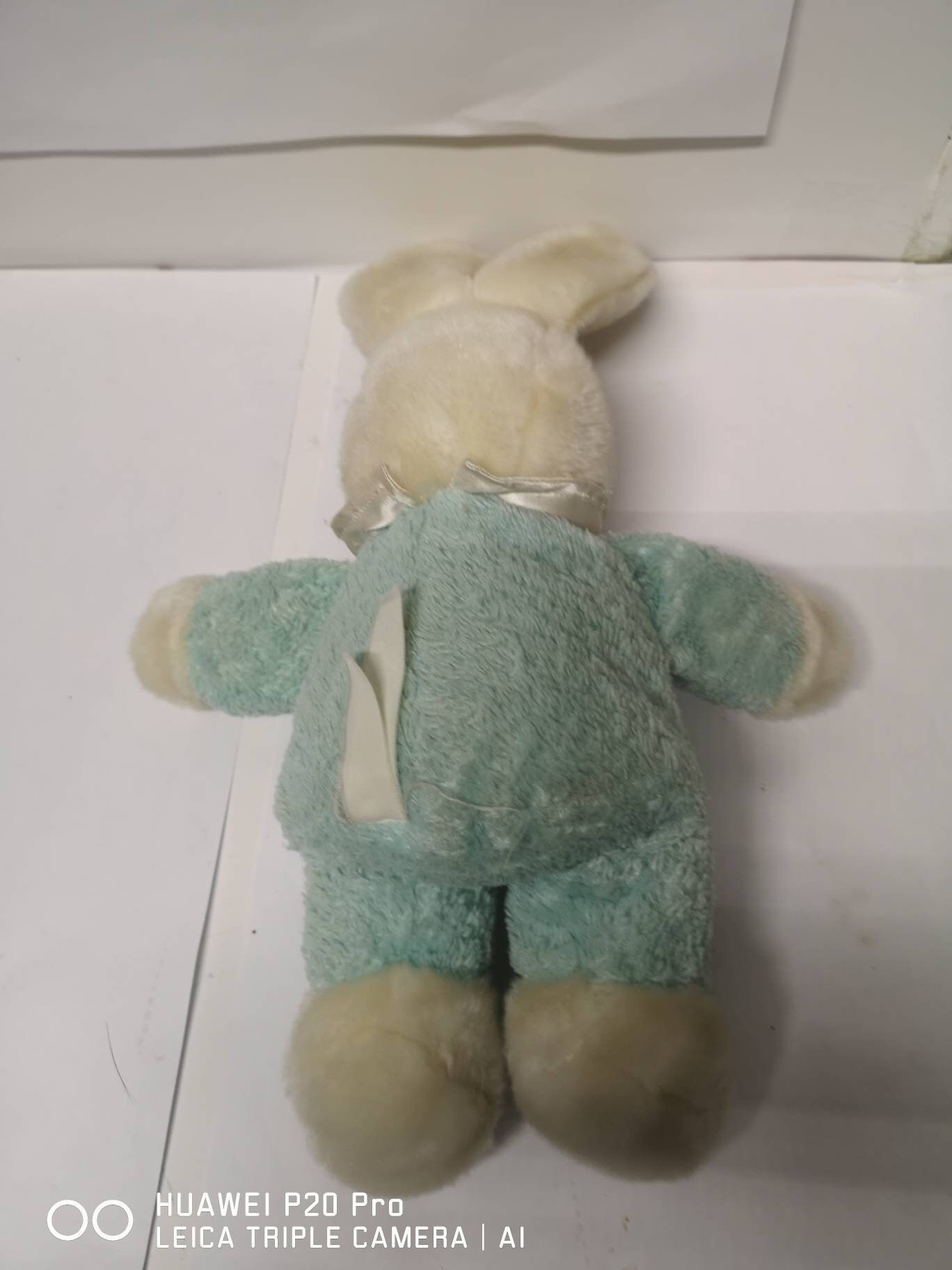 Vintage Blue and White Bunny Plush With Bunny Slippers W/rattle 13 - Etsy