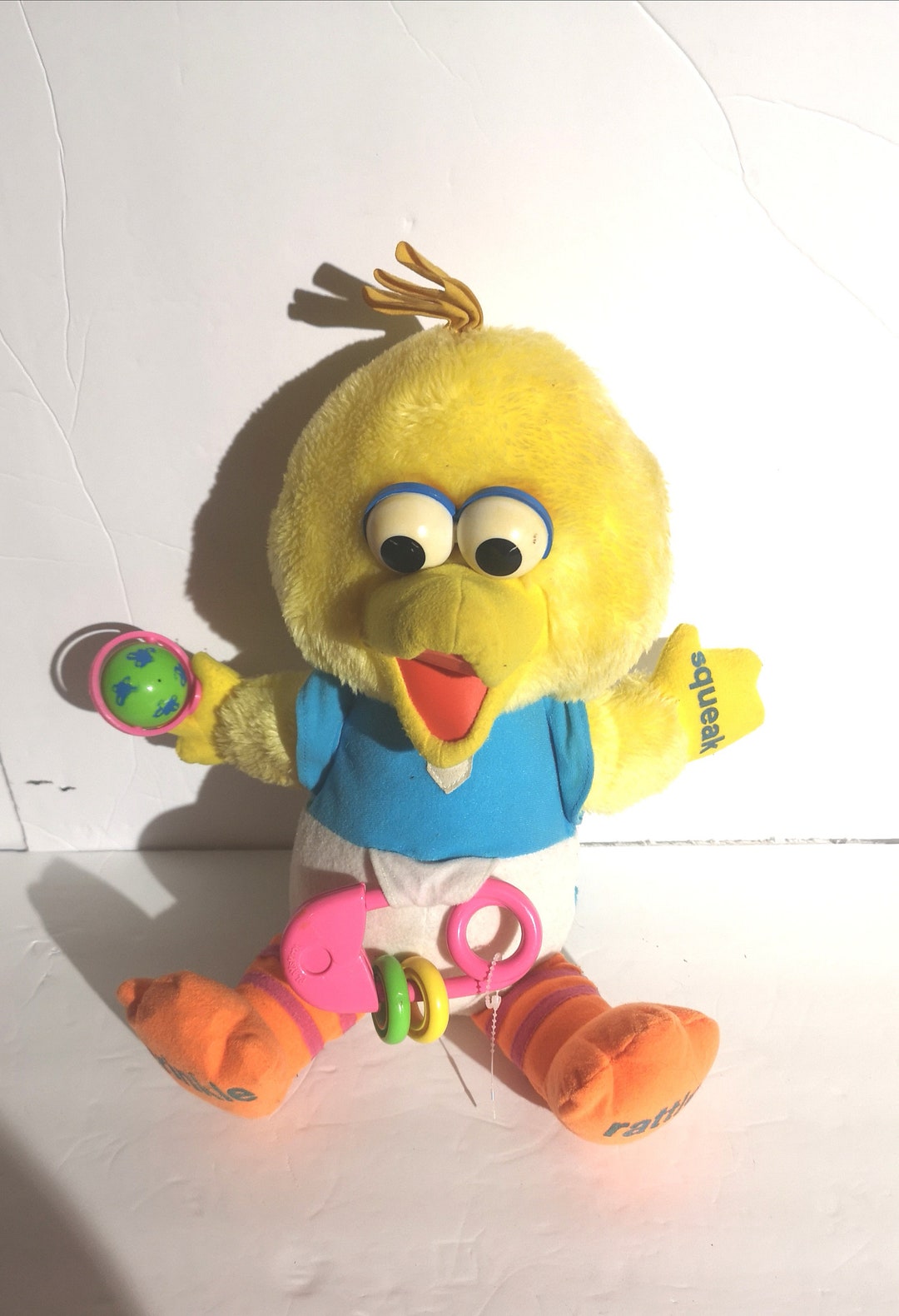 Vintage 1980s Sesame Street Baby Big Bird Toy Squeaks Rattles and ...