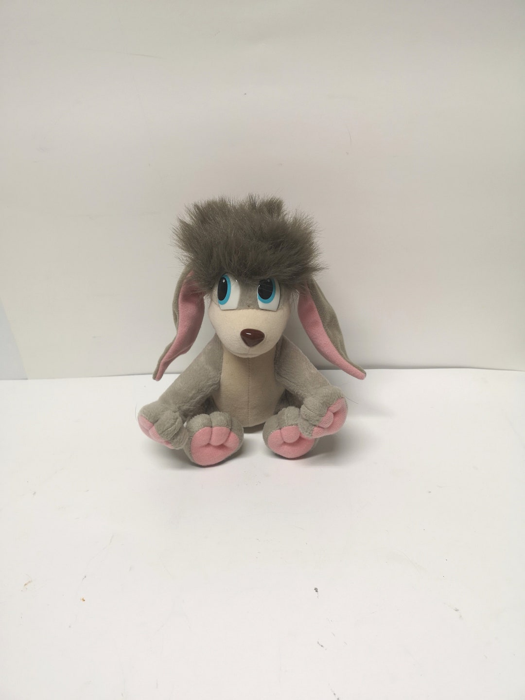 Vintage Dog Plush Pooka 8" Dogs Ears Go up and Down When Squeeze Belly ...