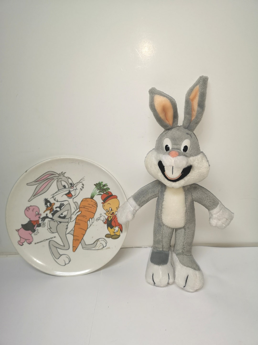 Vintage Bugs Bunny Plastic Plate 7 1/2" and Plush 11" Including Ears - Etsy