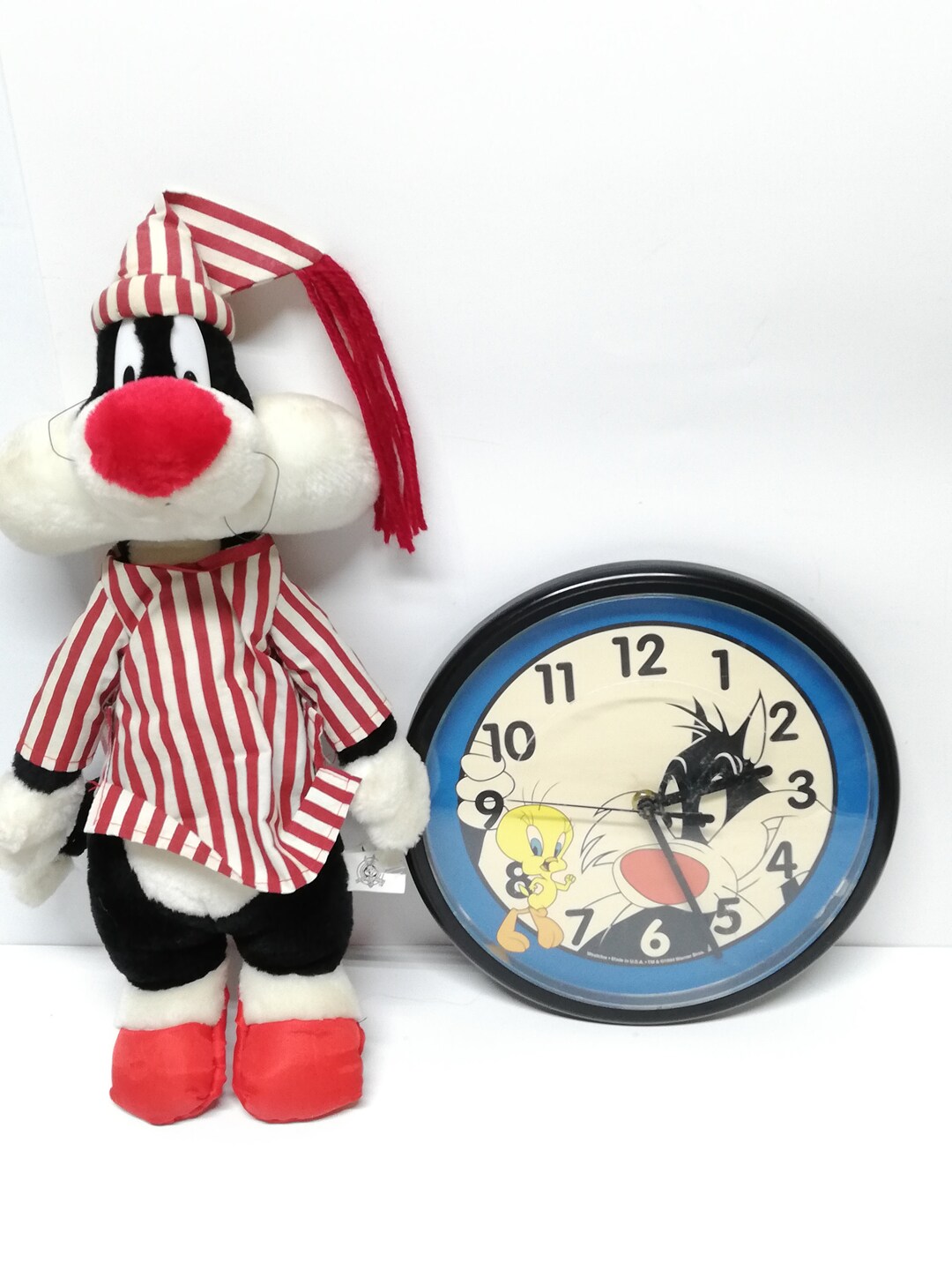 Vintage Looney Toones Sylvester Cat Plush W/ Clock - Etsy