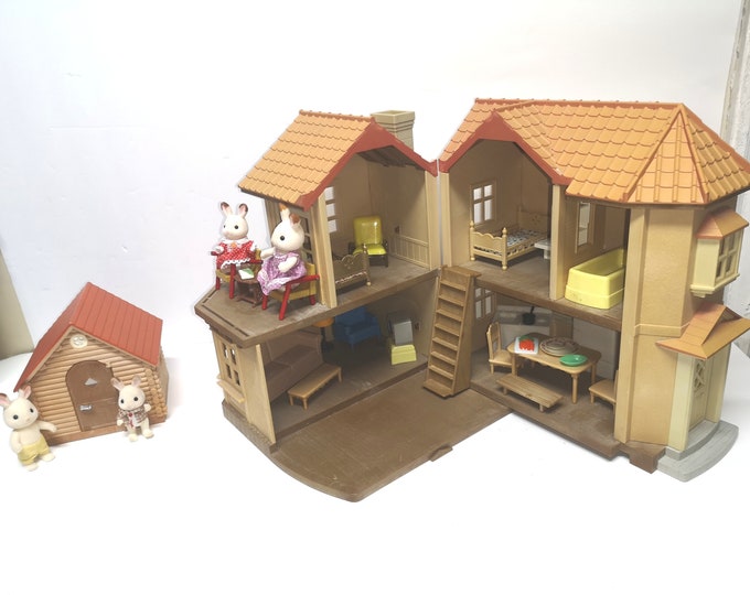 Vintage Calico Critters House With Shed 4 Family of 4 and Lots of ...