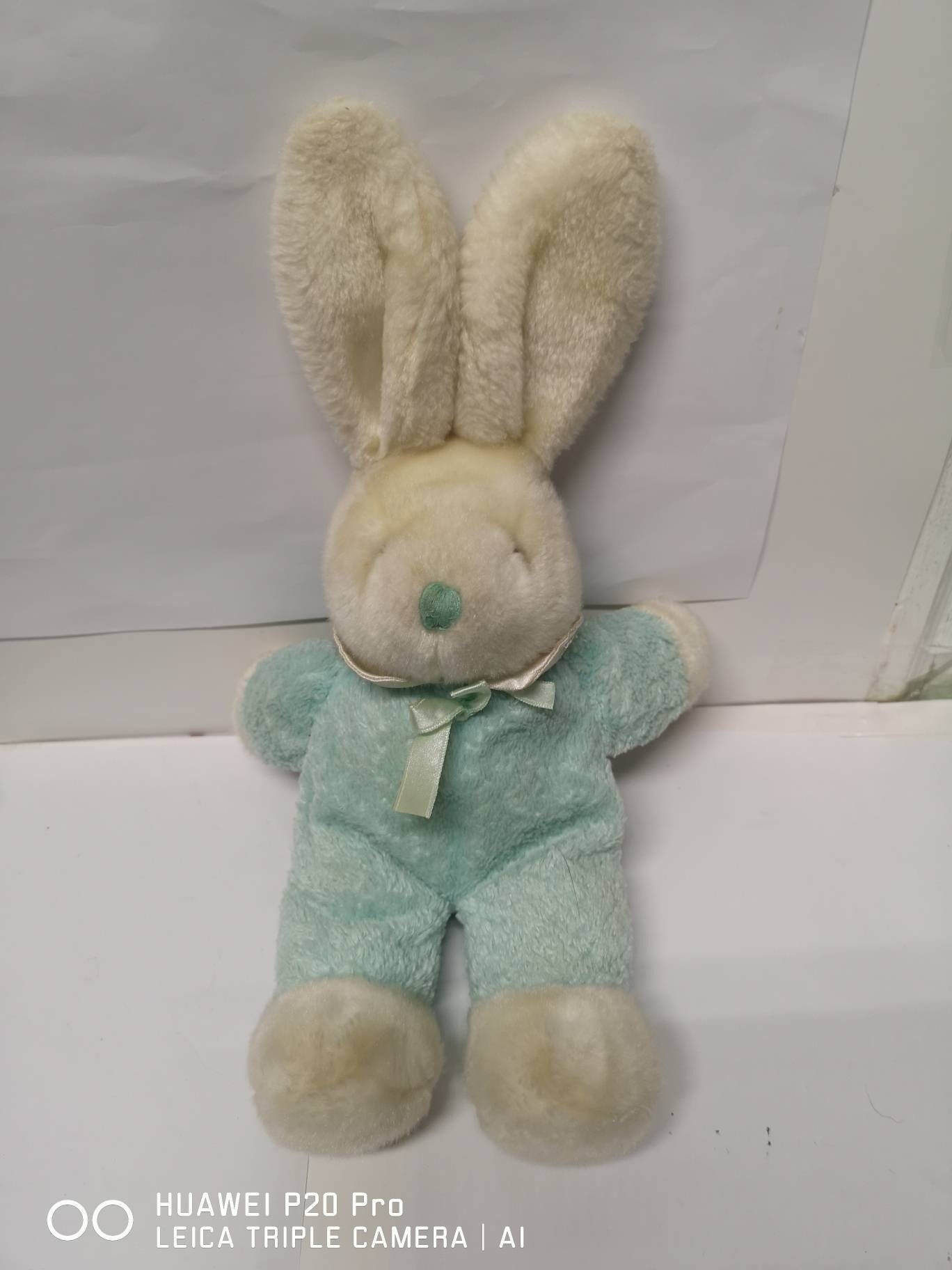 Vintage Blue and White Bunny Plush With Bunny Slippers W/rattle 13 - Etsy