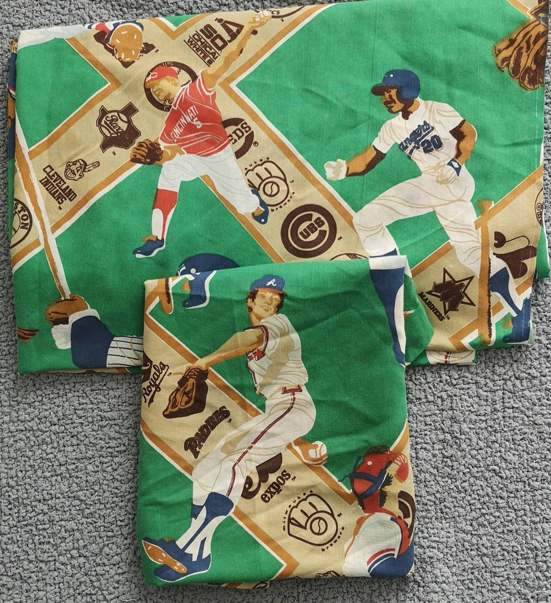 Vintage Baseball Teams Flat Twin Sheet and Curtain 42 X 34 - Etsy
