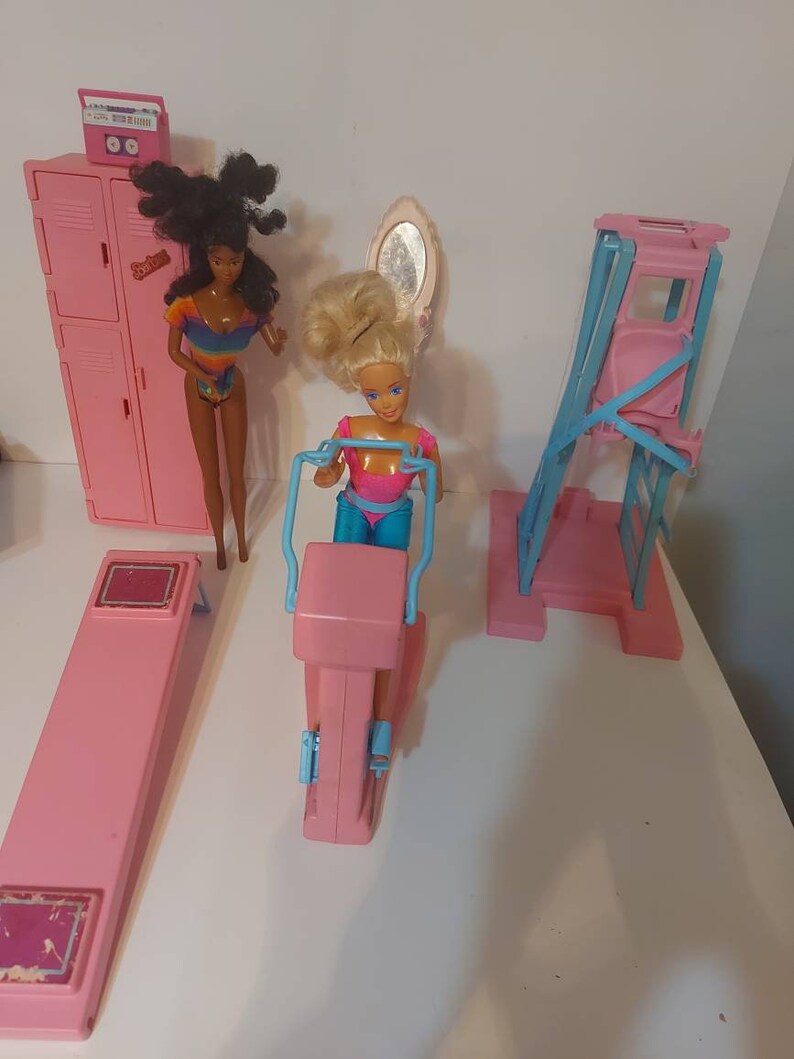 Vintage 1990s Barbie Workout Set Comes W/ 2 Barbie's and 5 Pieces of ...