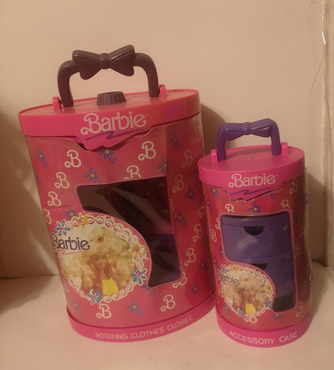 Vintage 1990s Barbie Cases 9" Accessory Case 12" Rotating Clothes ...