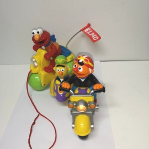 Vintage Sesame Street Elmo Light up 3 Wheeler Pull Toy and Ber and ...