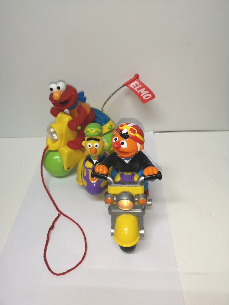 Vintage Sesame Street Elmo Light up 3 Wheeler Pull Toy and Ber and ...