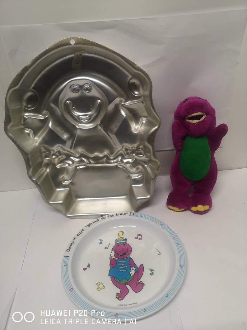 Vintage Barney Cake Tray Plastic Plate and Plush - Etsy