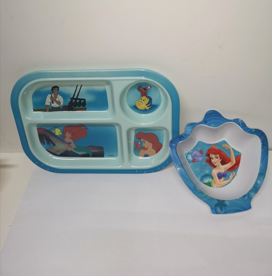 Vintage the Little Mermaid Sectioned Plate and Bowl - Etsy
