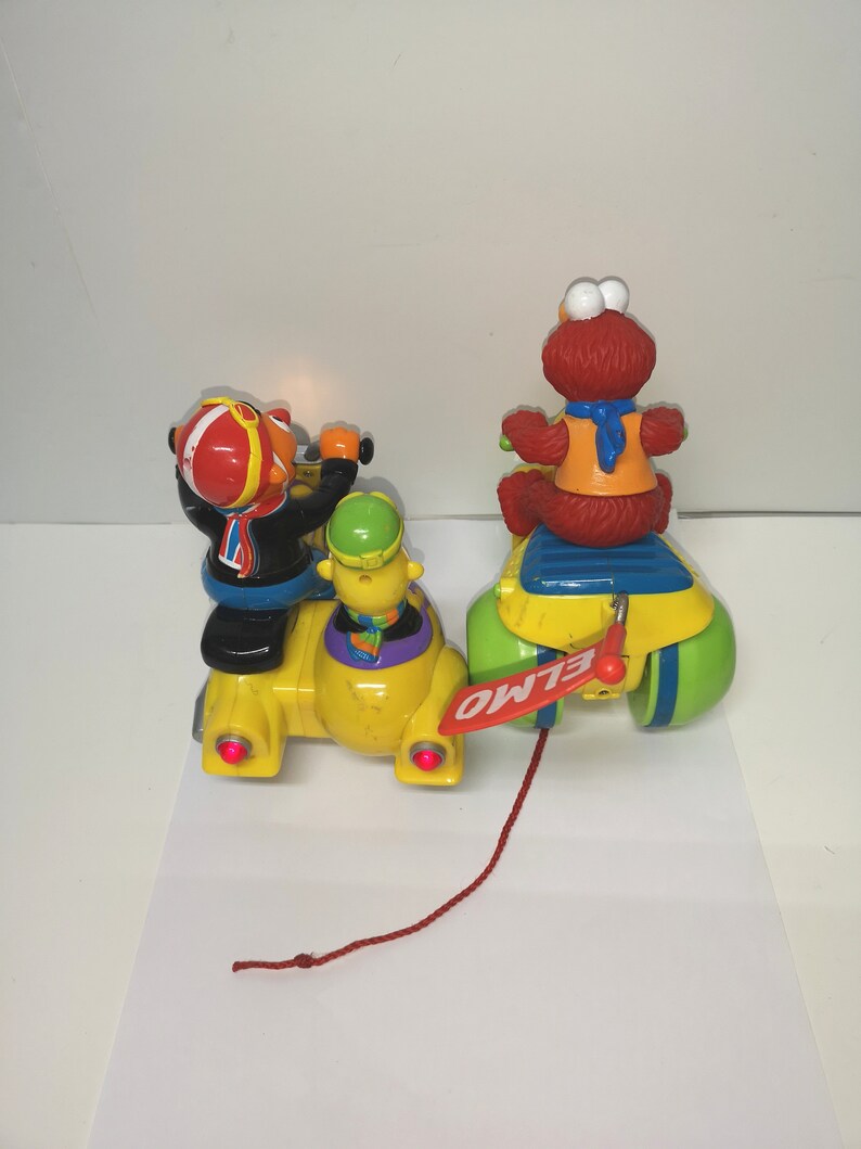 Vintage Sesame Street Elmo Light up 3 Wheeler Pull Toy and Ber and ...