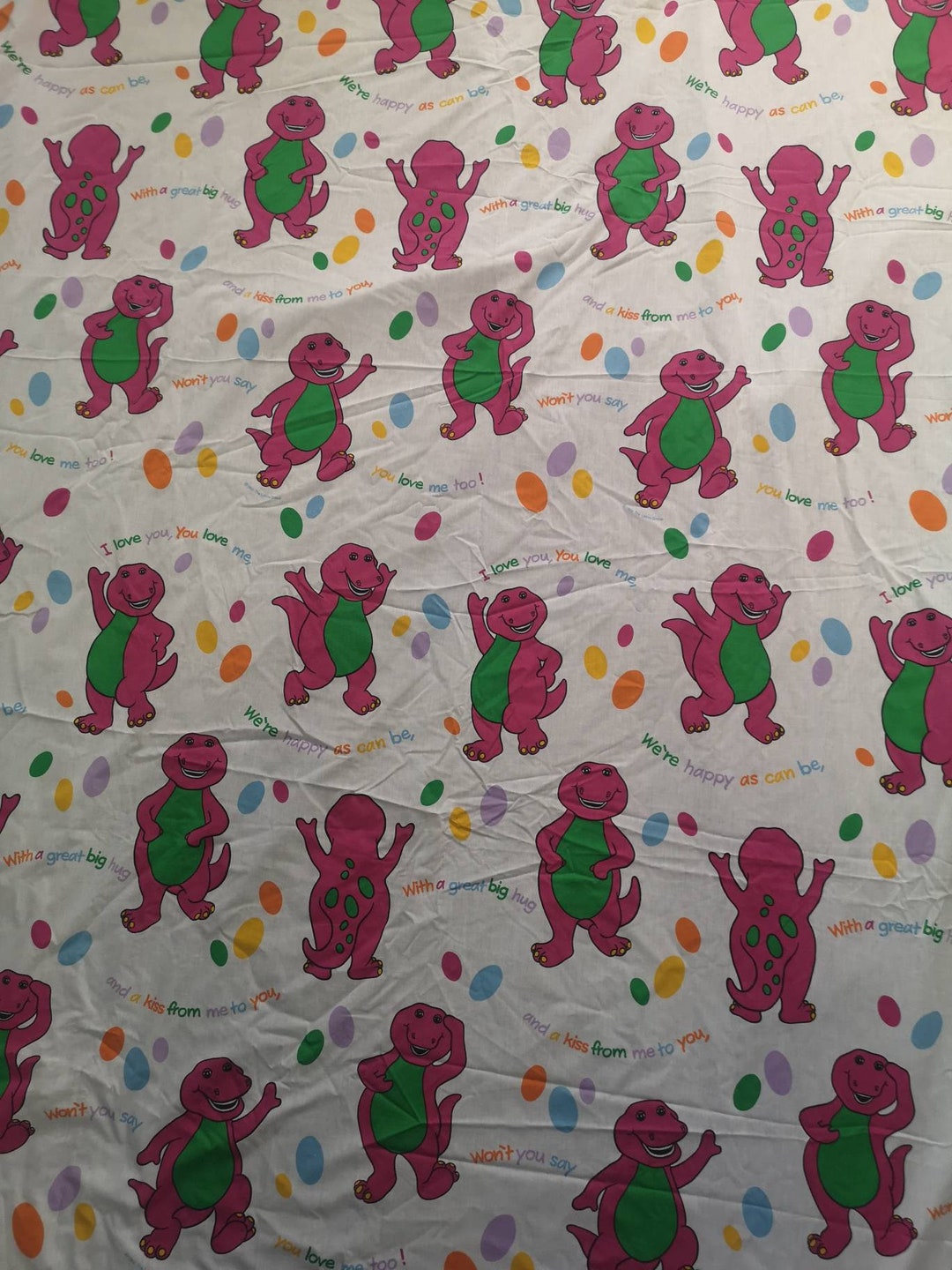 Vintage Barney Twin Flat Sheet Excellent Condition - Etsy