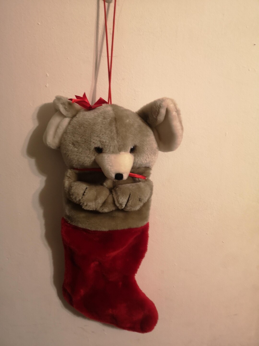 Vintage Christmas Mouse Stocking 1980s - Etsy